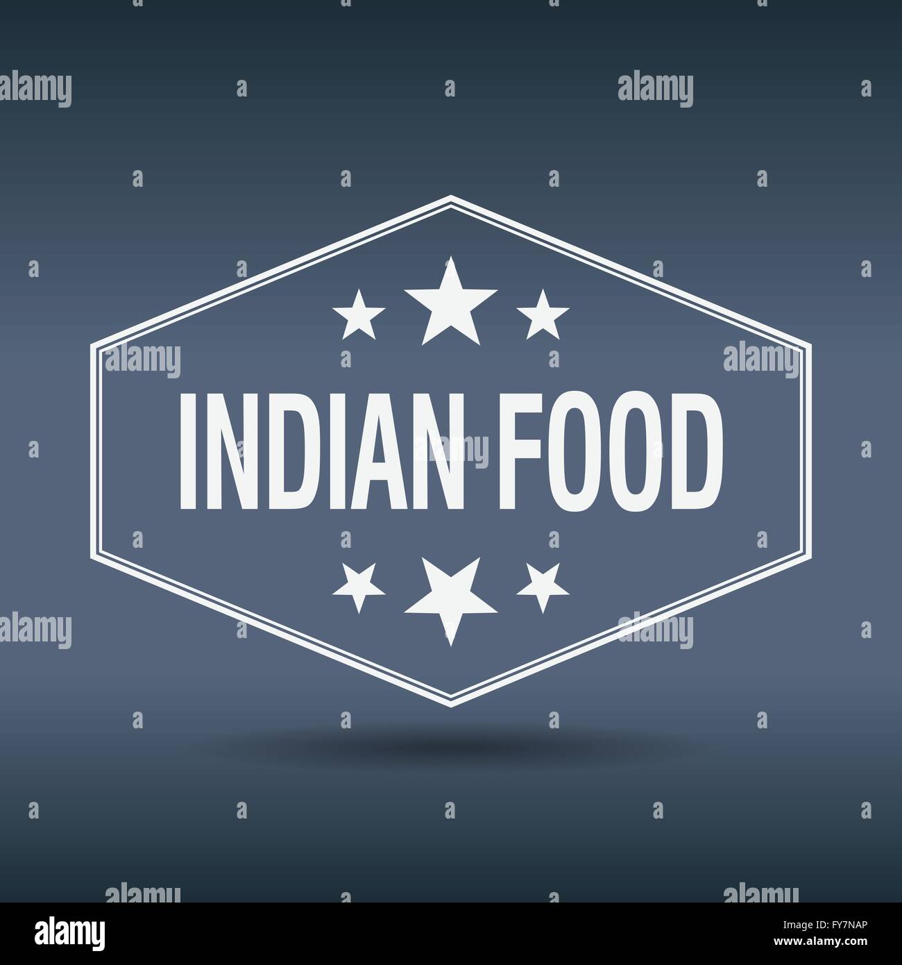 indian food hexagonal white vintage retro style label Stock Vector ...