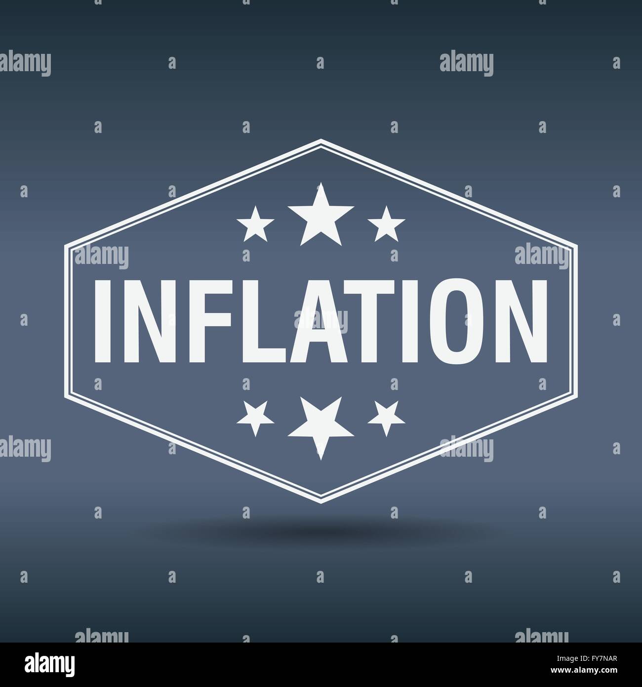inflation hexagonal white vintage retro style label Stock Vector Image ...