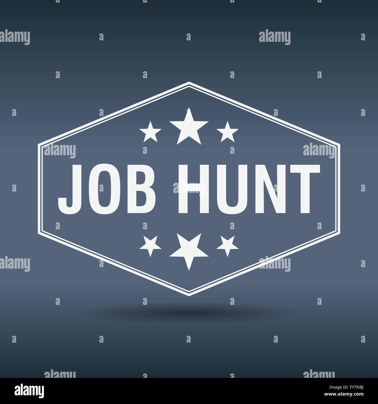 job hunt hexagonal white vintage retro style label Stock Vector Image ...