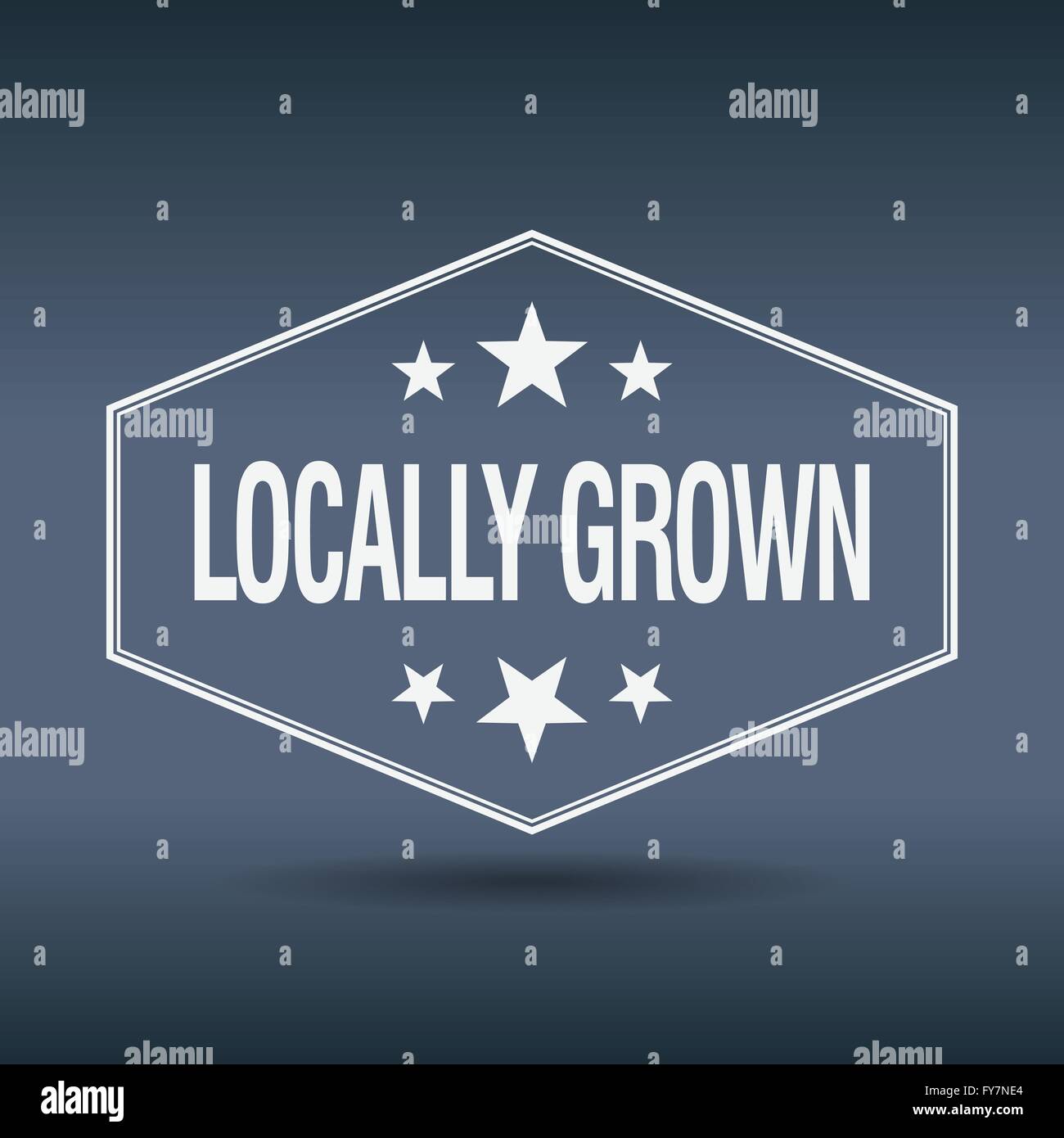 locally grown hexagonal white vintage retro style label Stock Vector ...