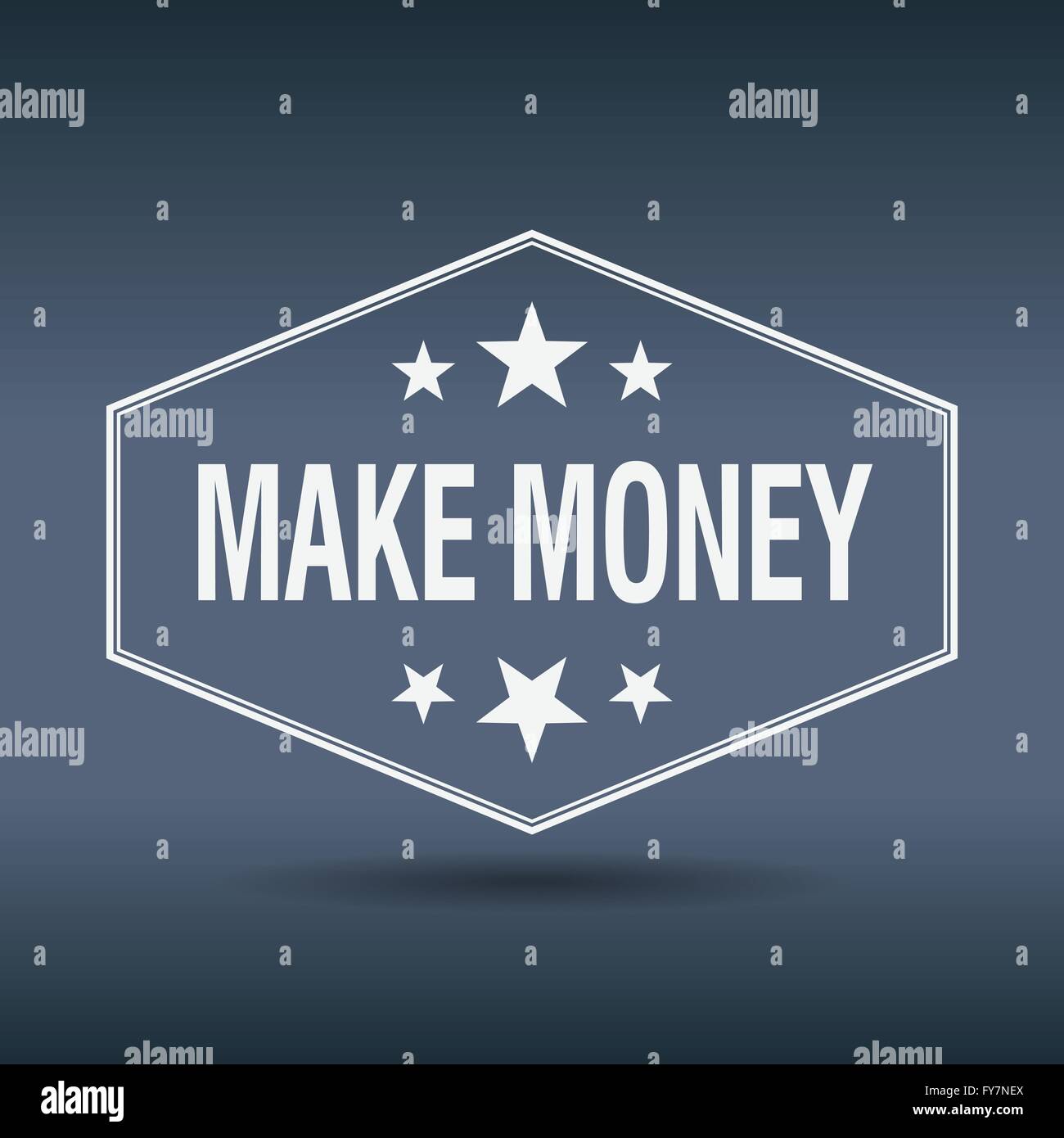 make money hexagonal white vintage retro style label Stock Vector Image ...