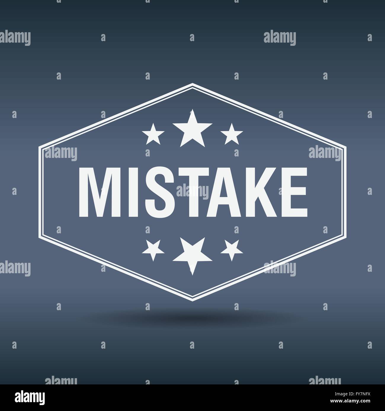 mistake hexagonal white vintage retro style label Stock Vector Image ...