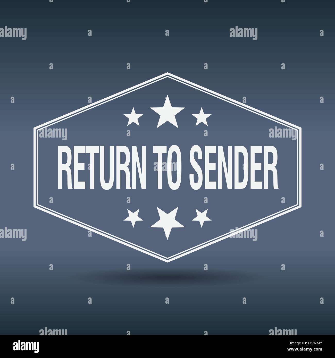 return to sender hexagonal white vintage retro style label Stock Vector ...