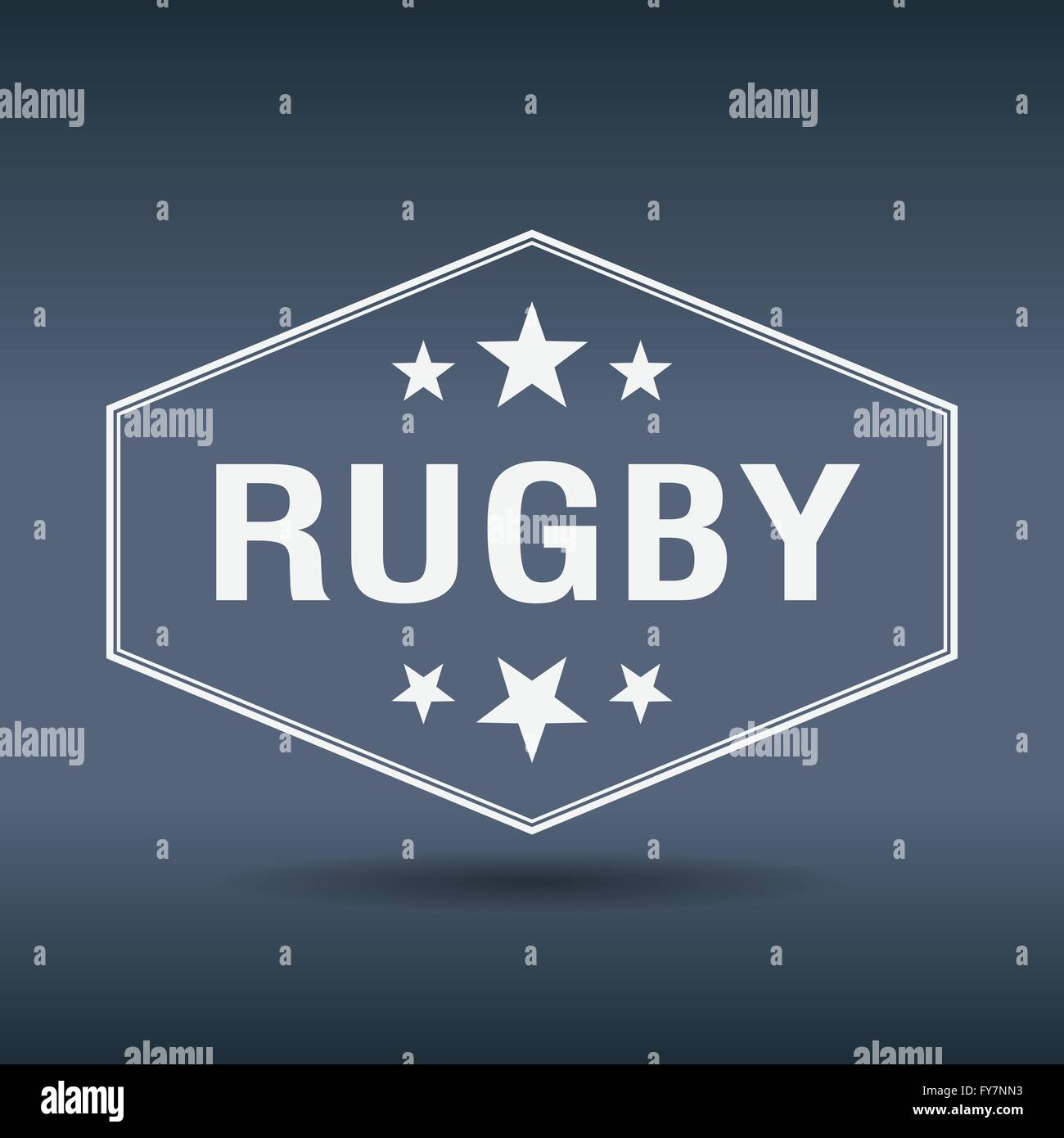 rugby hexagonal white vintage retro style label Stock Vector Image ...