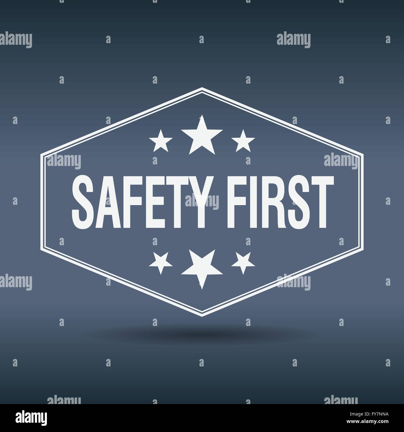 safety first hexagonal white vintage retro style label Stock Vector ...