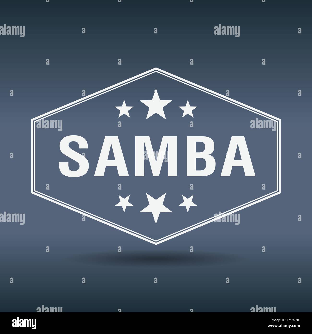 samba hexagonal white vintage retro style label Stock Vector Image ...