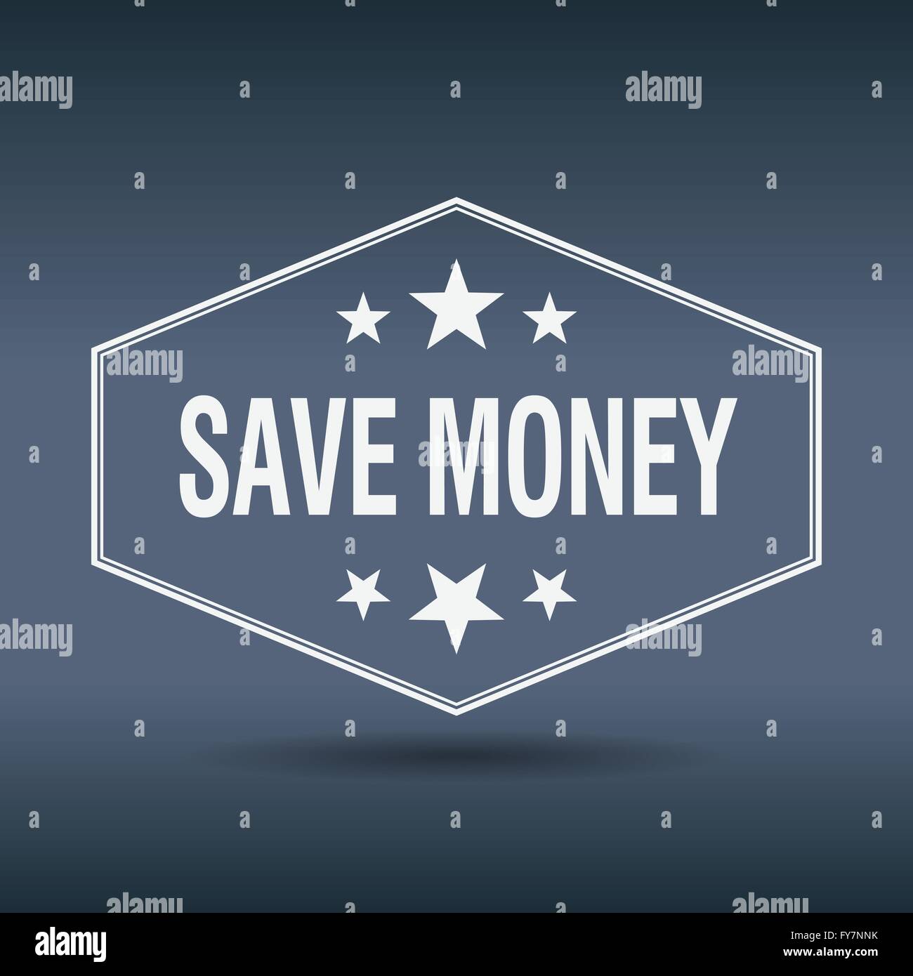 save money hexagonal white vintage retro style label Stock Vector Image ...