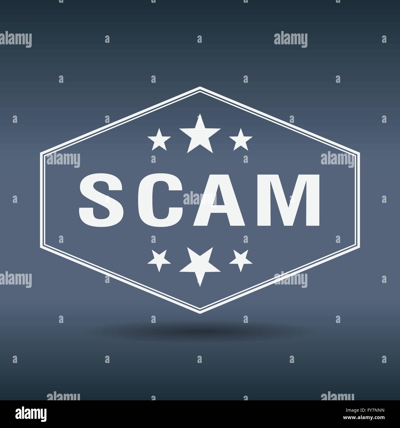 scam hexagonal white vintage retro style label Stock Vector Image & Art ...