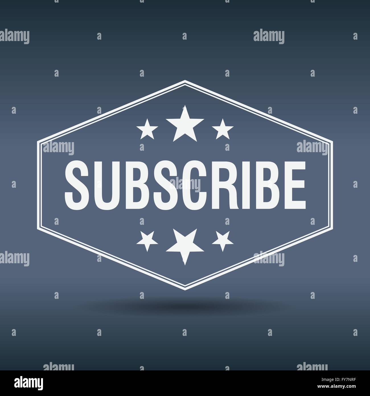 subscribe hexagonal white vintage retro style label Stock Vector Image ...