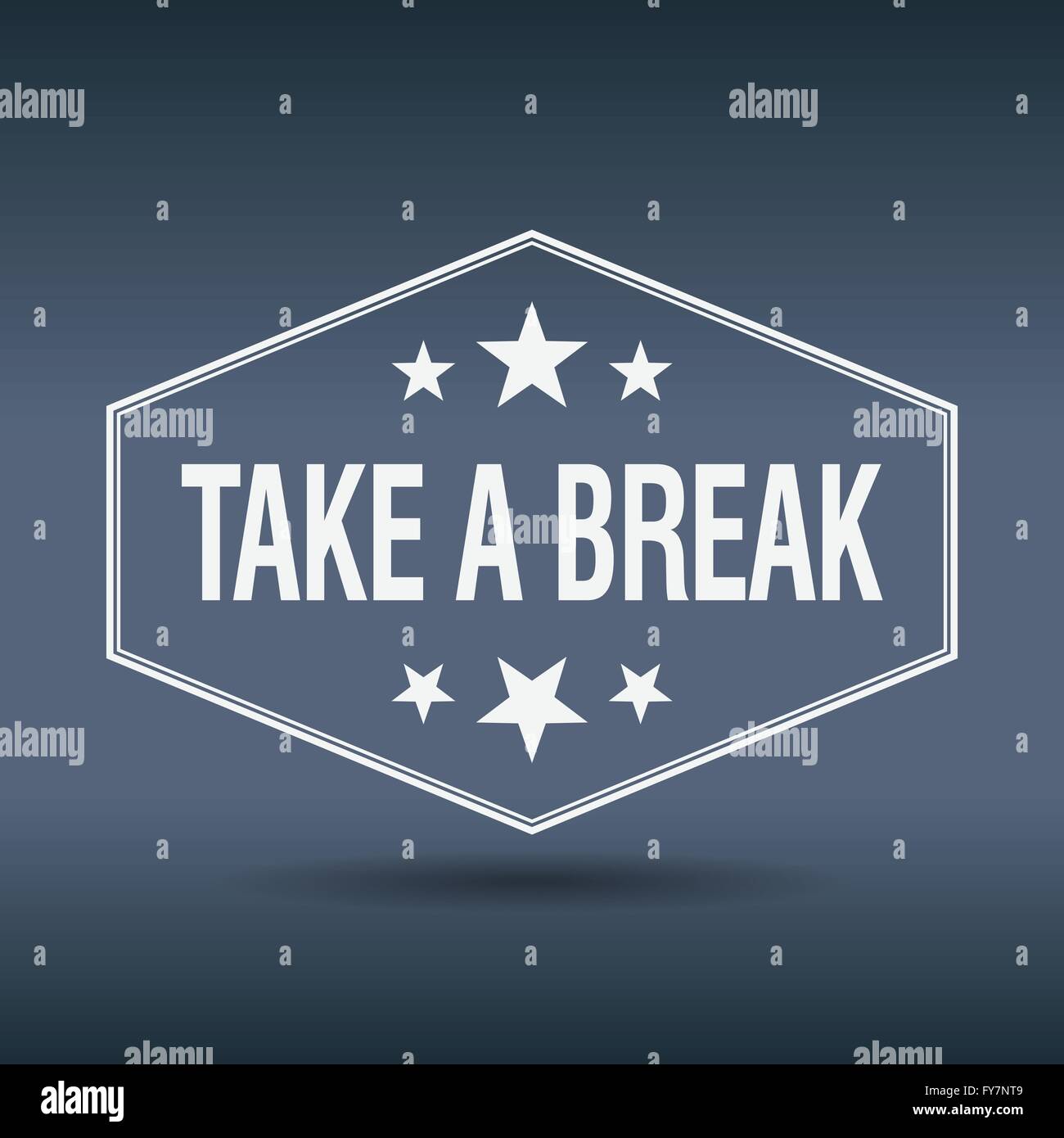 take a break hexagonal white vintage retro style label Stock Vector ...