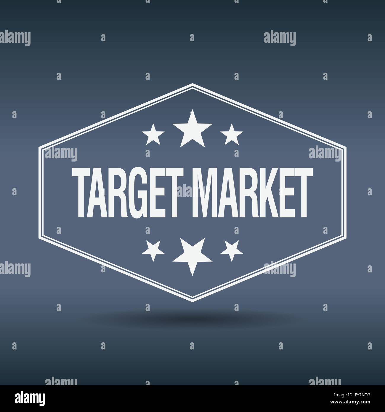 target market hexagonal white vintage retro style label Stock Vector ...