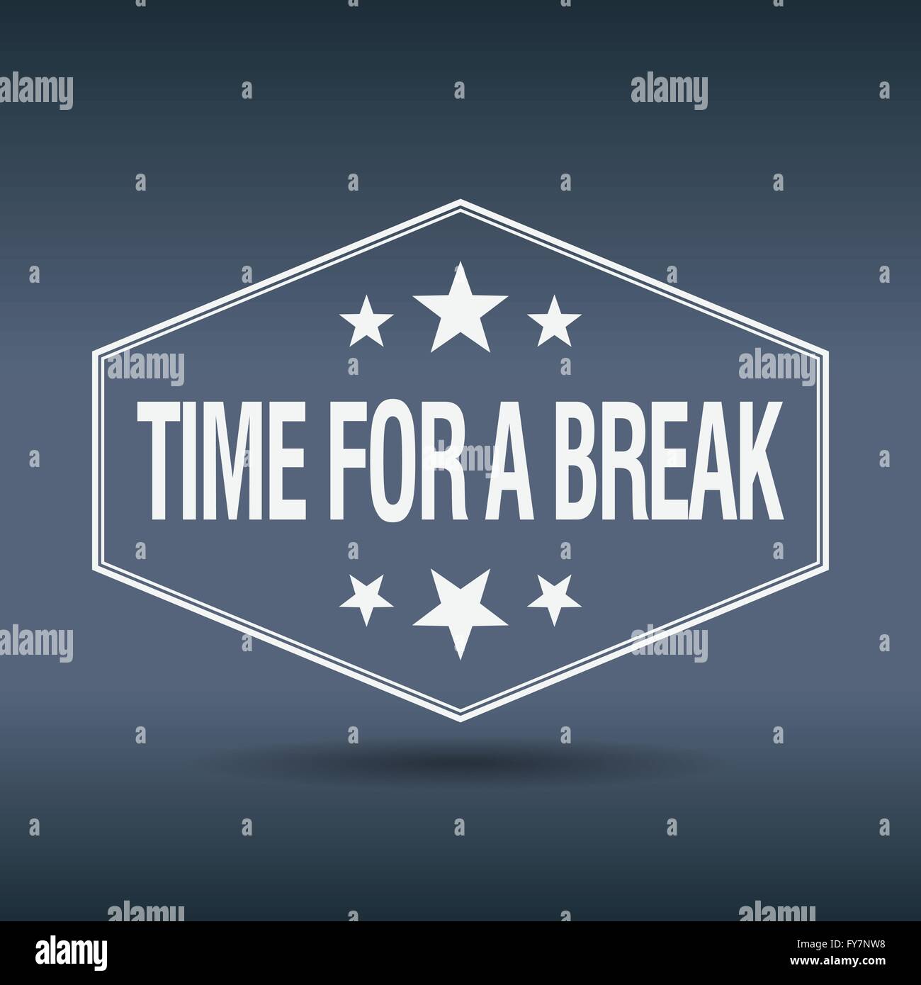 time for a break hexagonal white vintage retro style label Stock Vector ...
