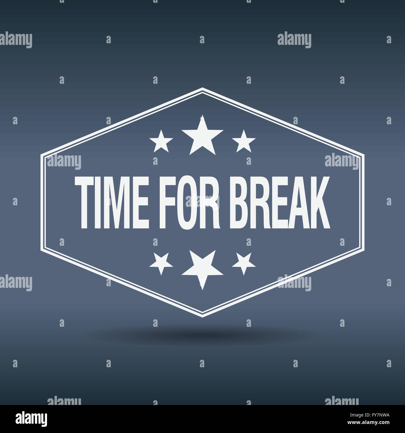 time for break hexagonal white vintage retro style label Stock Vector ...