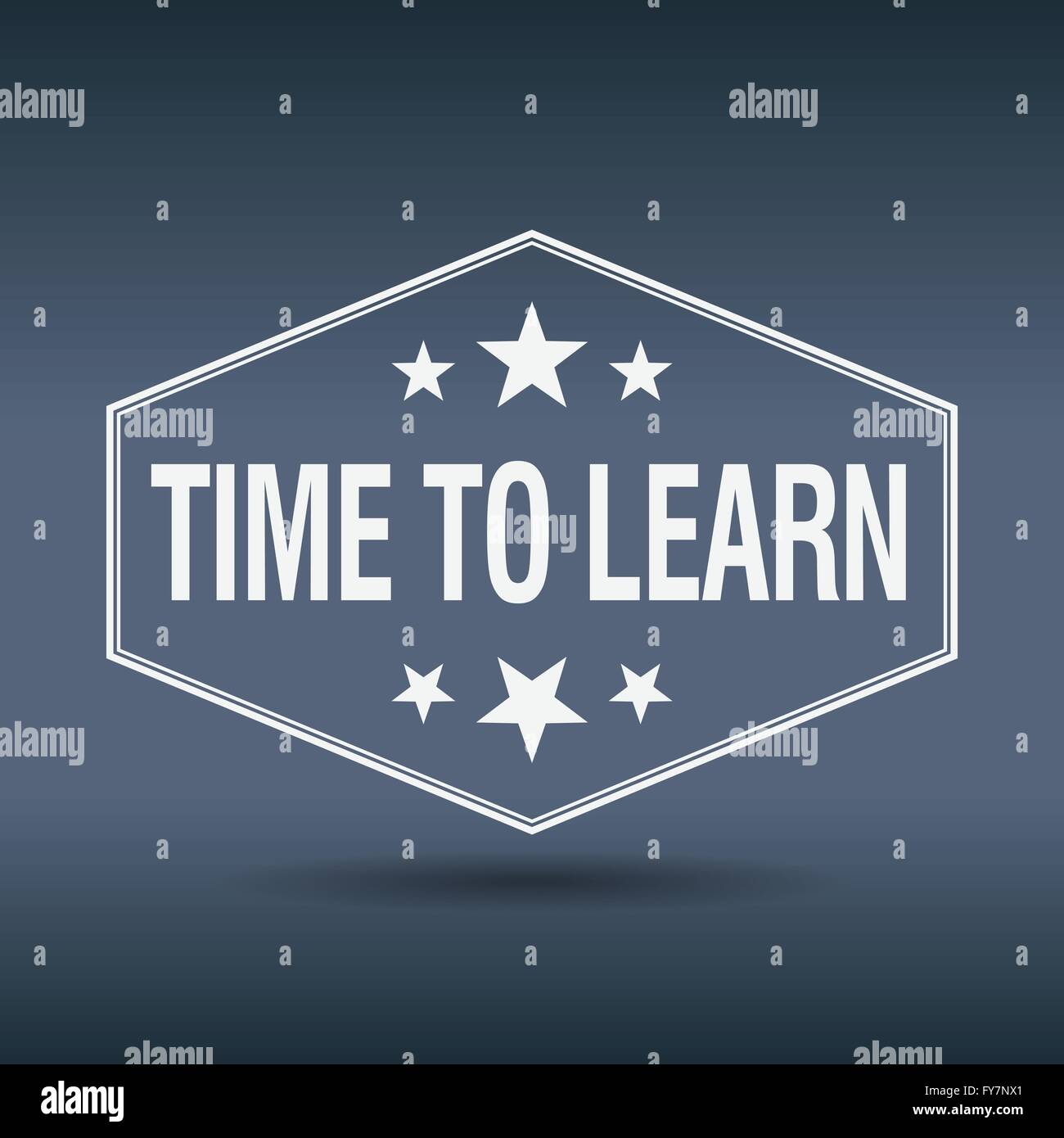 time to learn hexagonal white vintage retro style label Stock Vector ...