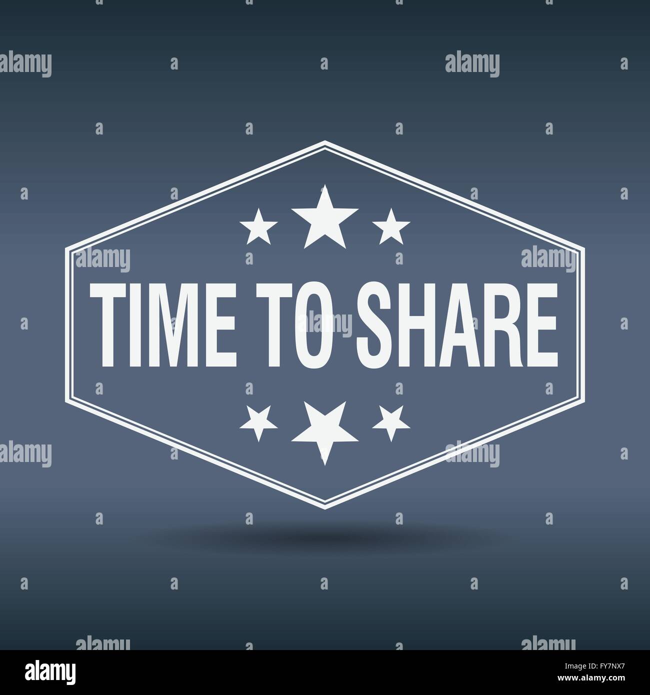 time to share hexagonal white vintage retro style label Stock Vector ...