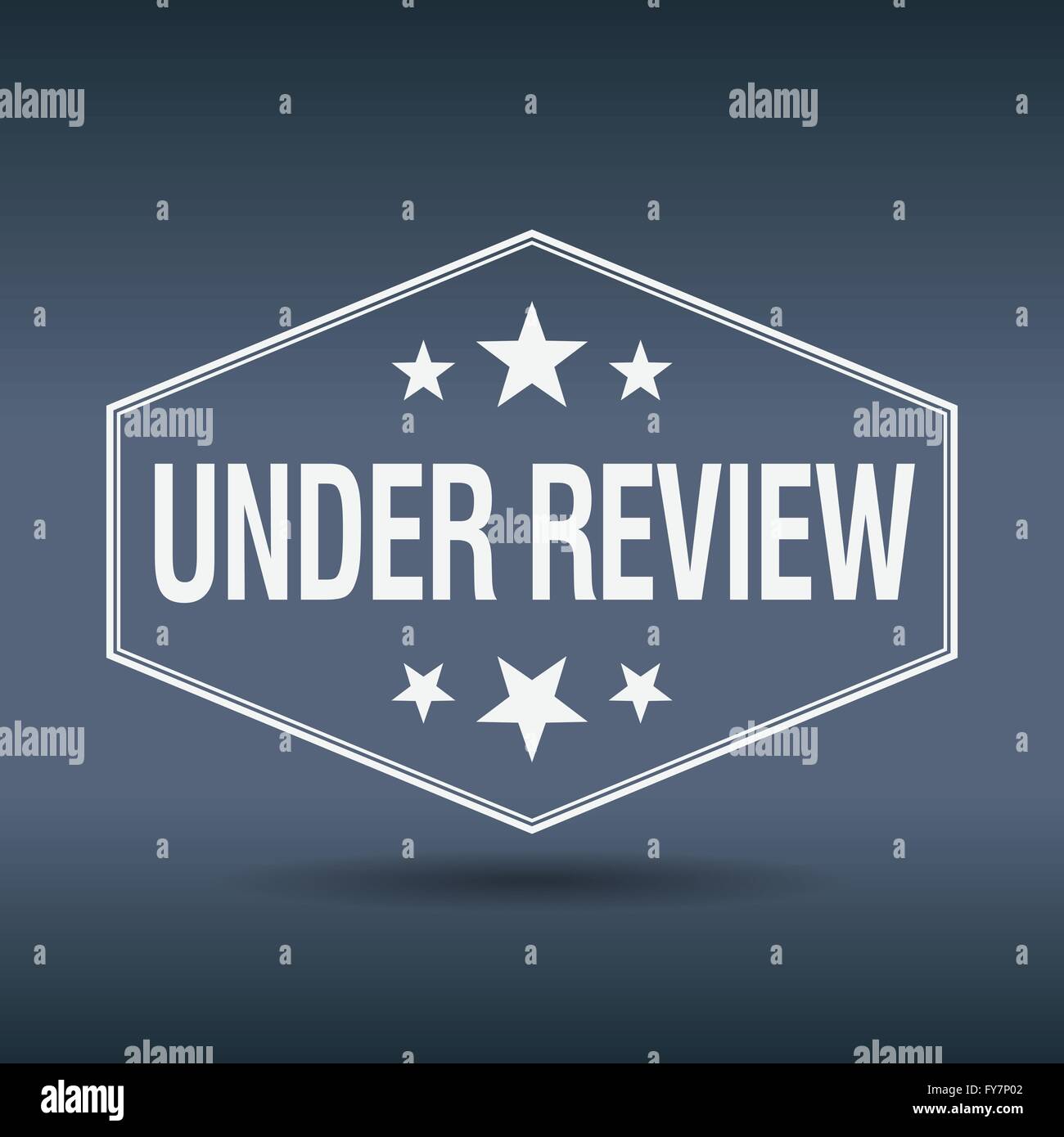 under review hexagonal white vintage retro style label Stock Vector ...
