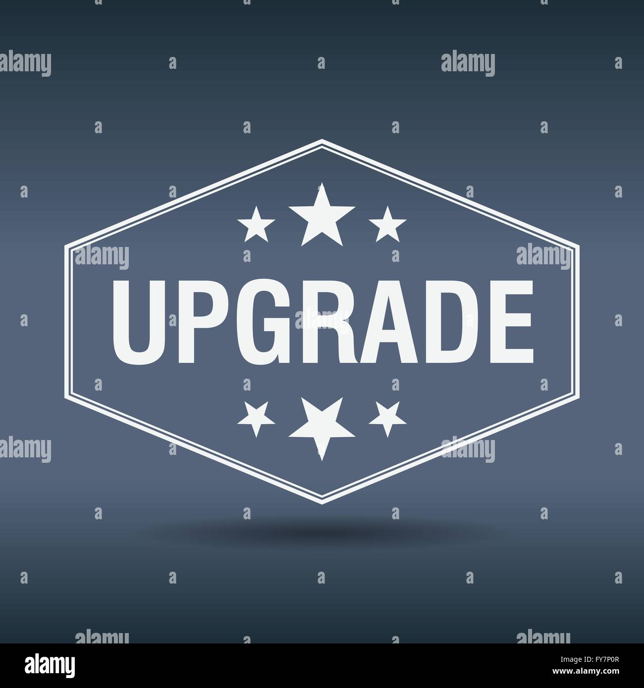upgrade hexagonal white vintage retro style label Stock Vector Image ...