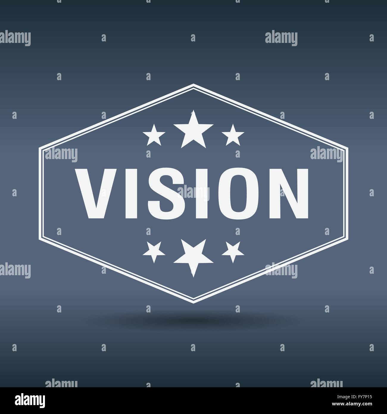 vision hexagonal white vintage retro style label Stock Vector Image ...