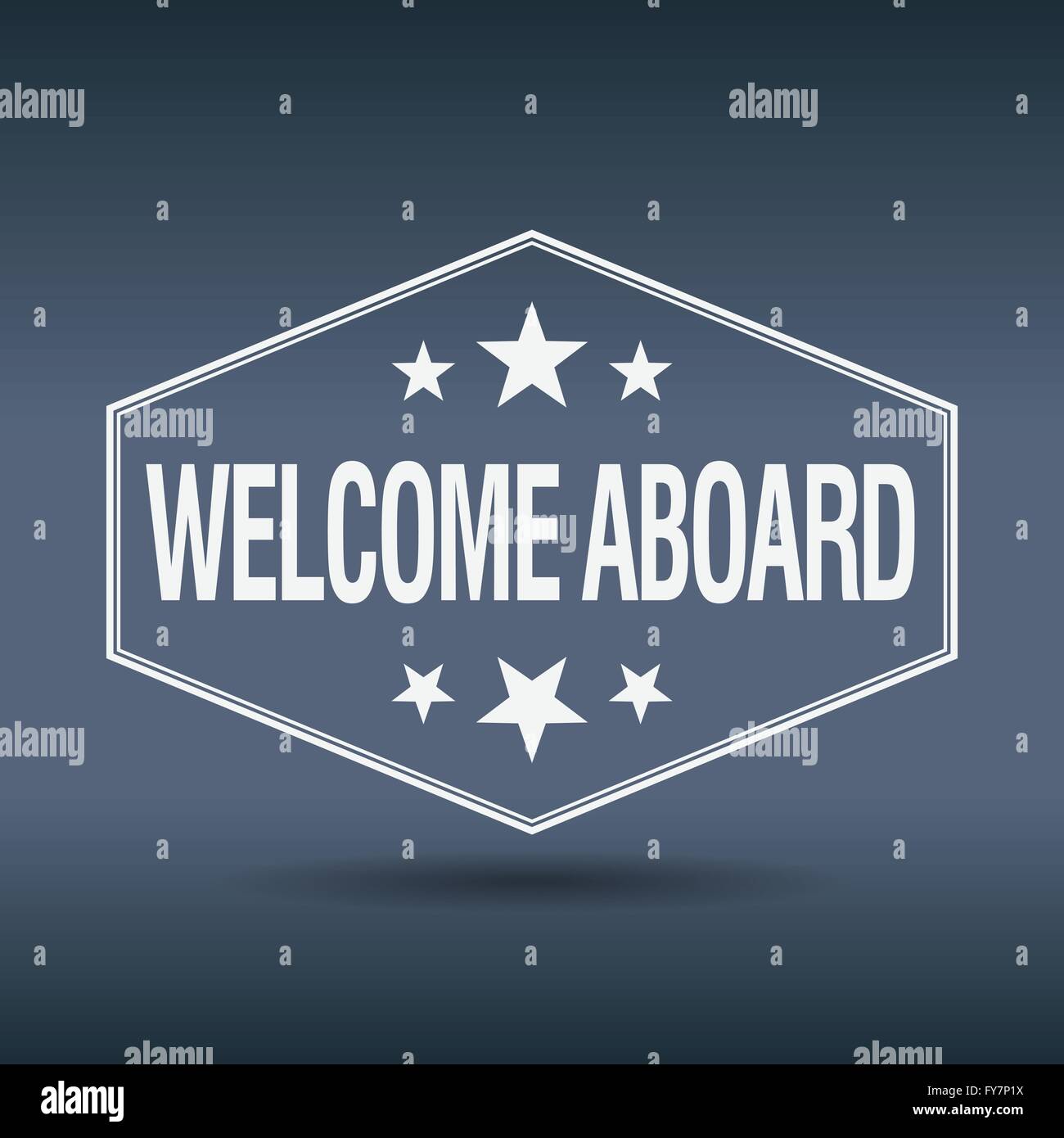 welcome aboard hexagonal white vintage retro style label Stock Vector ...