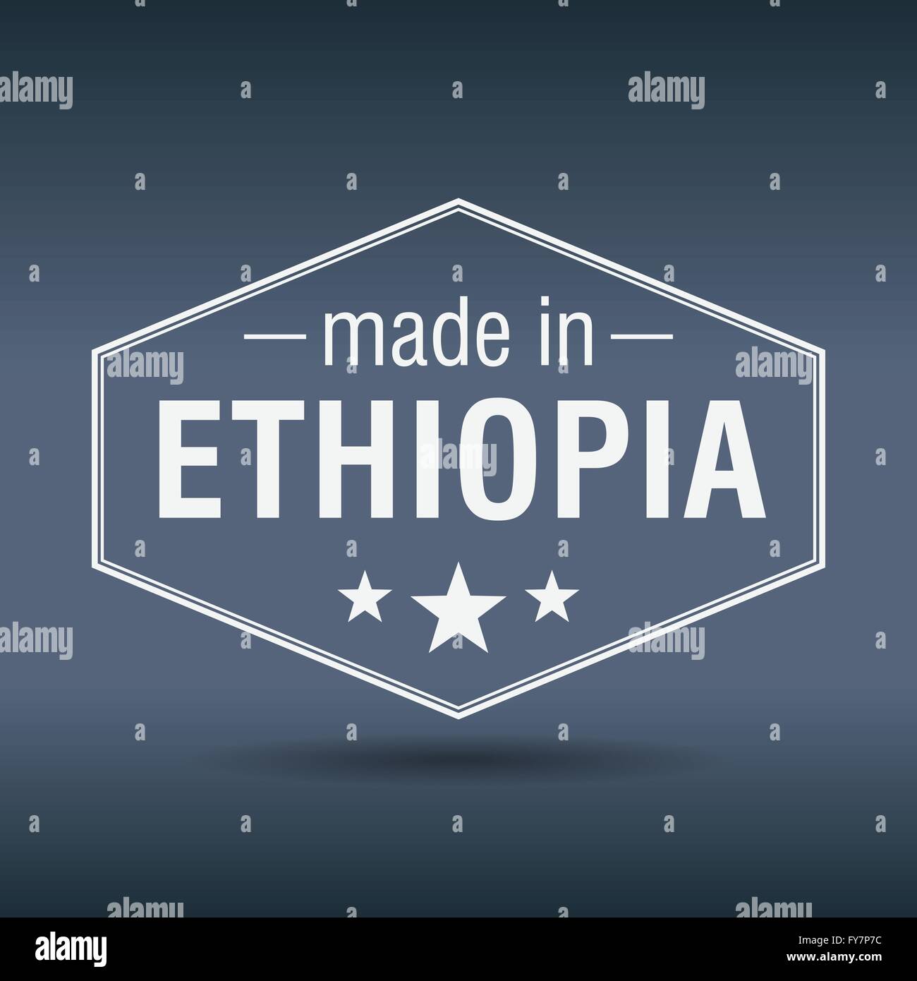 made in Ethiopia hexagonal white vintage label Stock Vector Image & Art ...