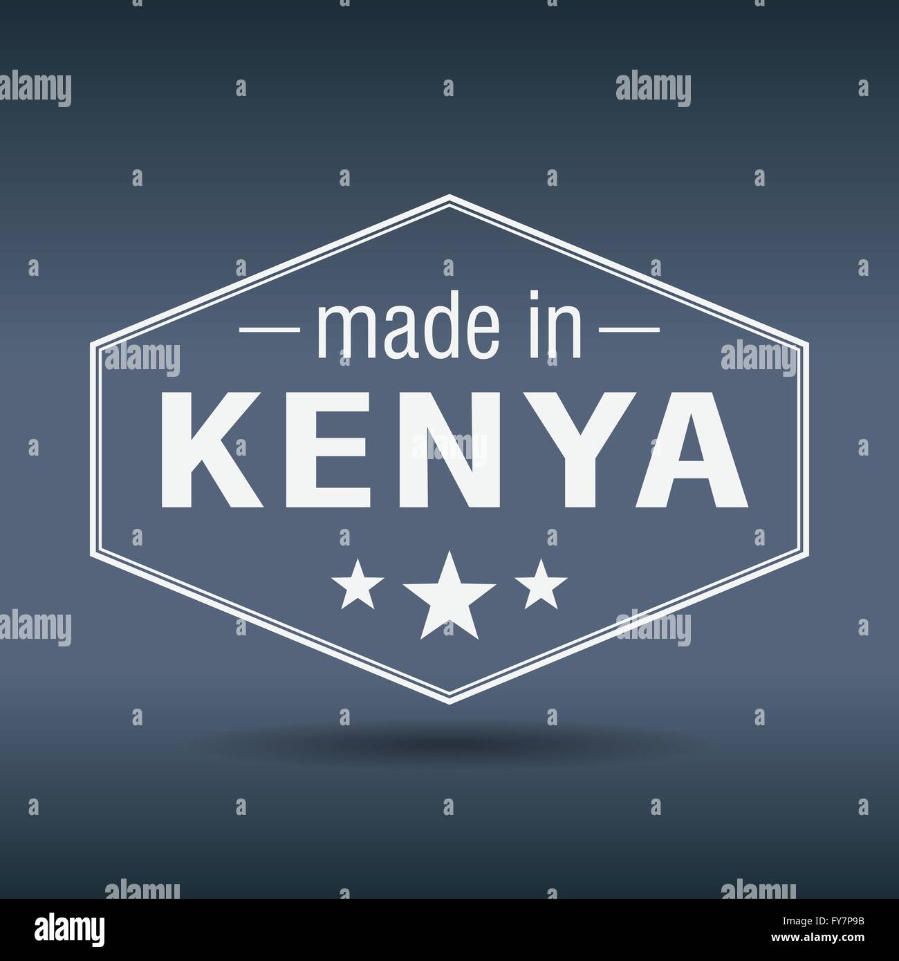 made in Kenya hexagonal white vintage label Stock Vector Image & Art ...