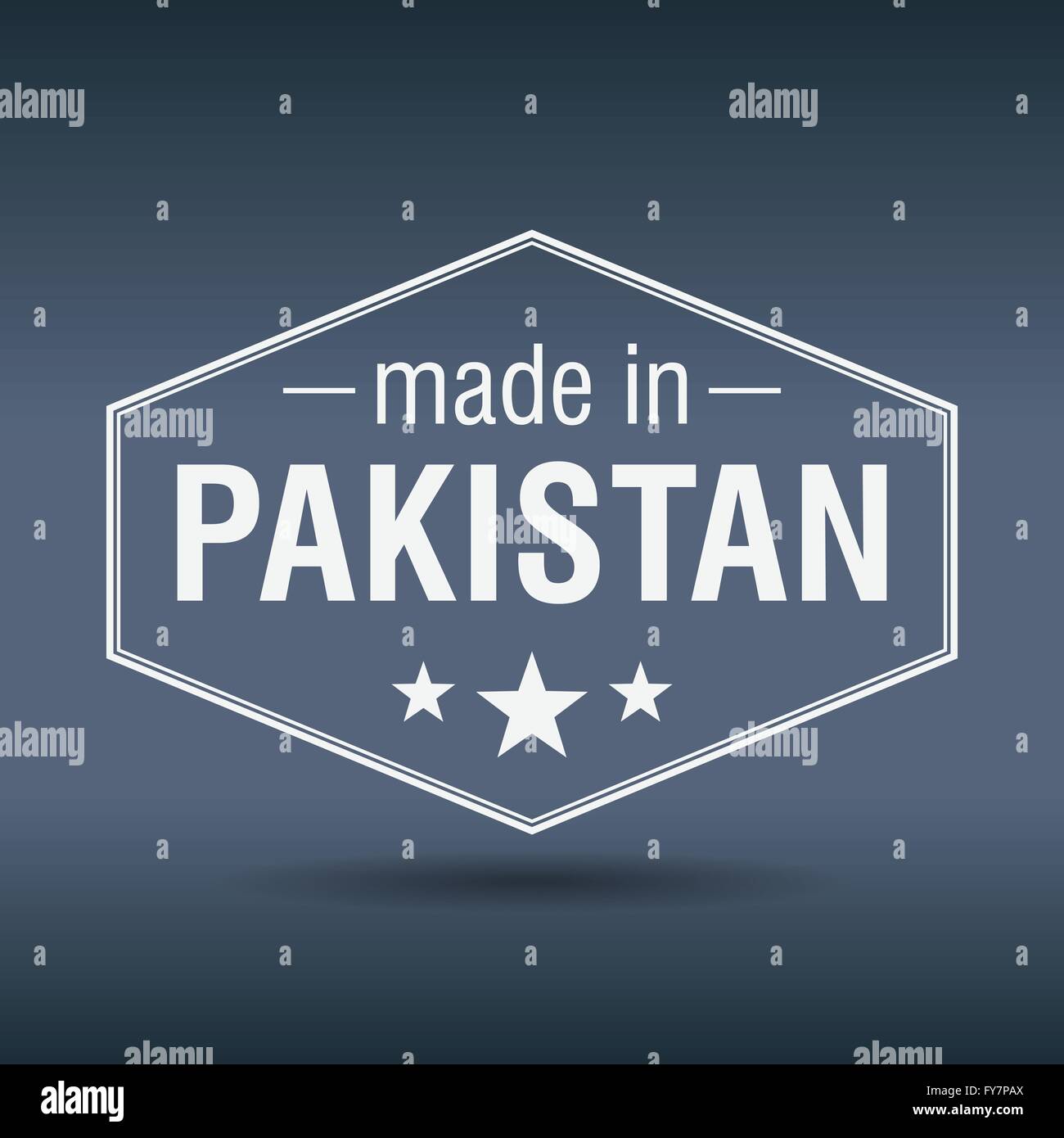 made in Pakistan hexagonal white vintage label Stock Vector Image & Art ...