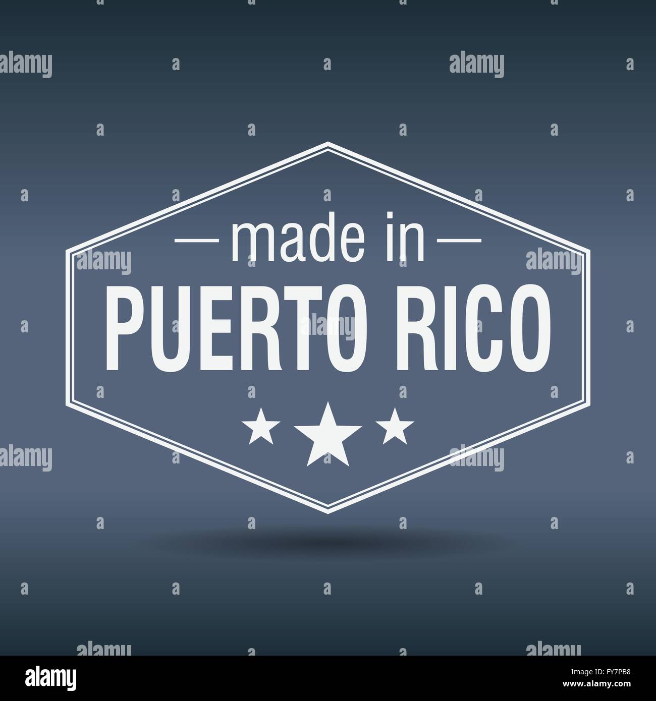 made in Puerto Rico hexagonal white vintage label Stock Vector Image ...