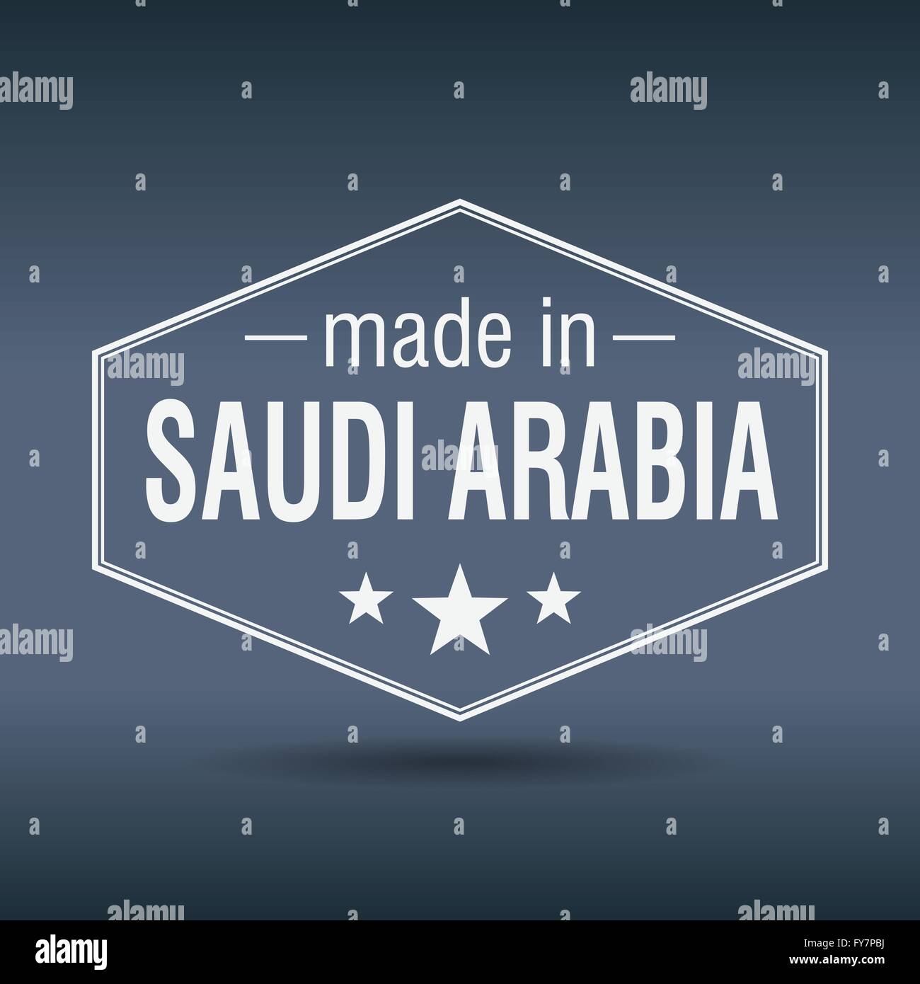 made in Saudi Arabia hexagonal white vintage label Stock Vector Image ...