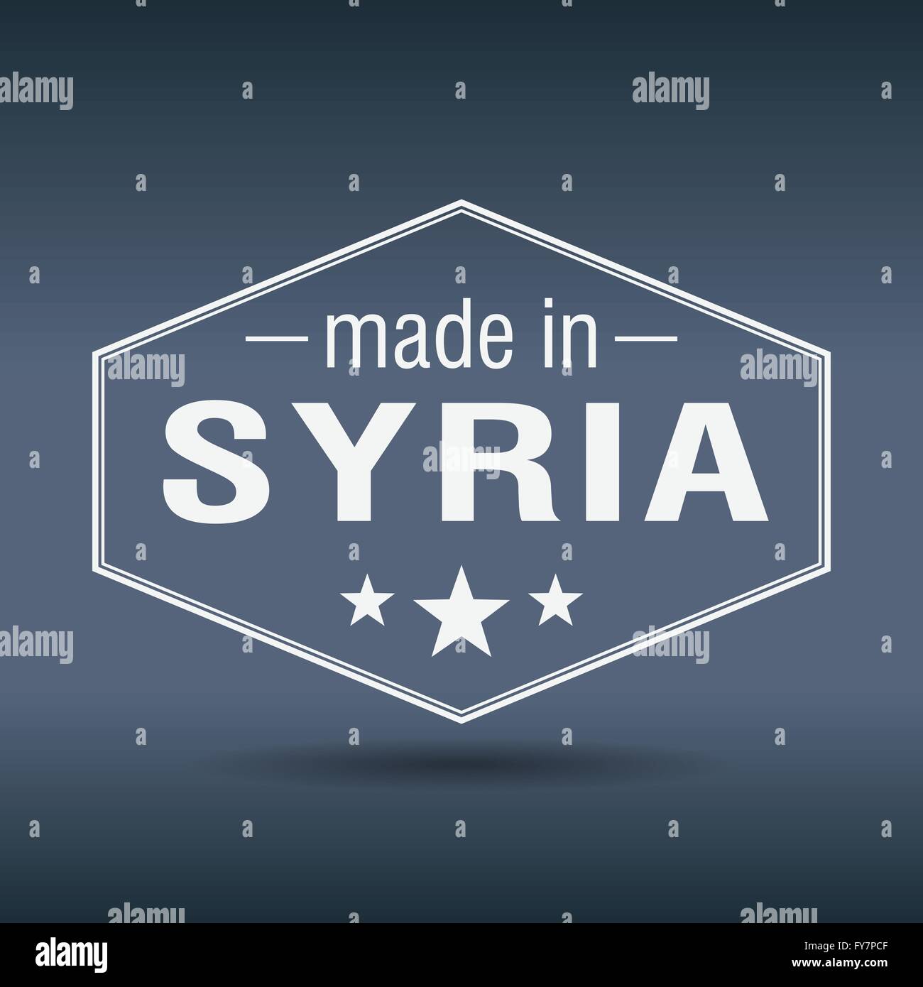 made in Syria hexagonal white vintage label Stock Vector Image & Art ...
