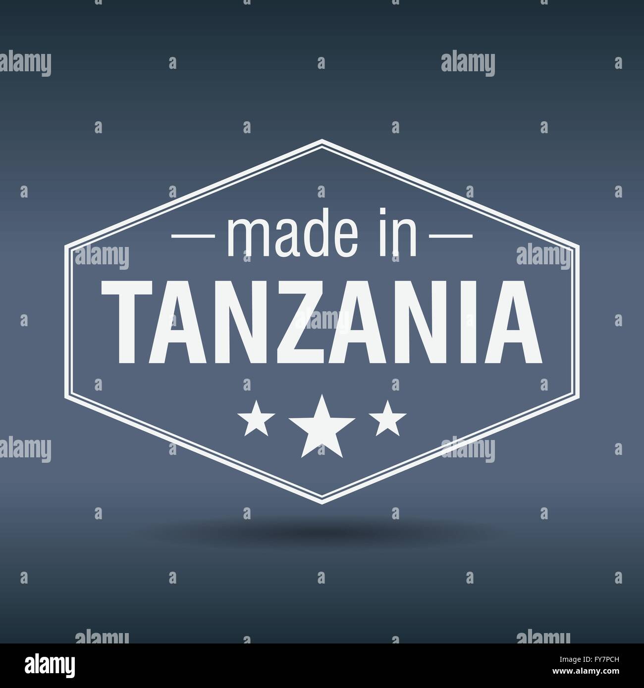 made in Tanzania hexagonal white vintage label Stock Vector Image & Art ...
