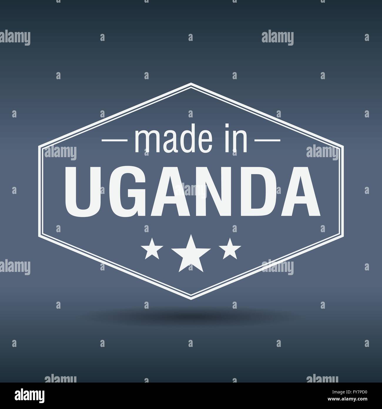 made in Uganda hexagonal white vintage label Stock Vector Image & Art ...