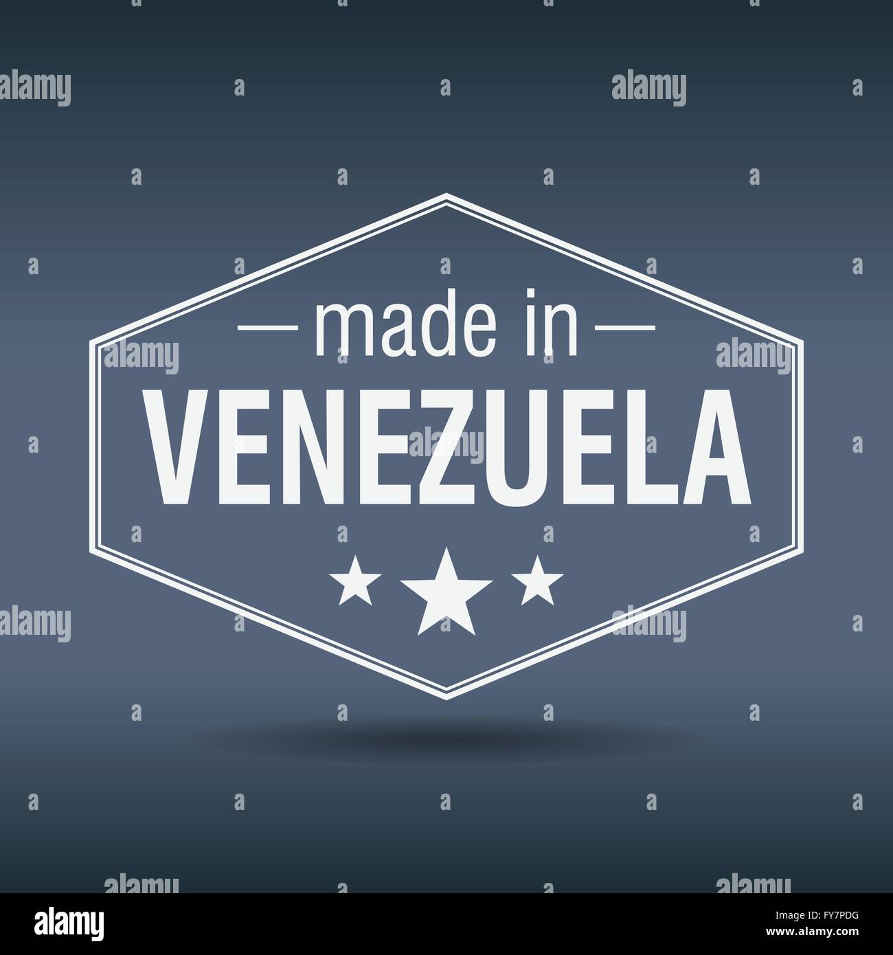 made in Venezuela hexagonal white vintage label Stock Vector Image ...