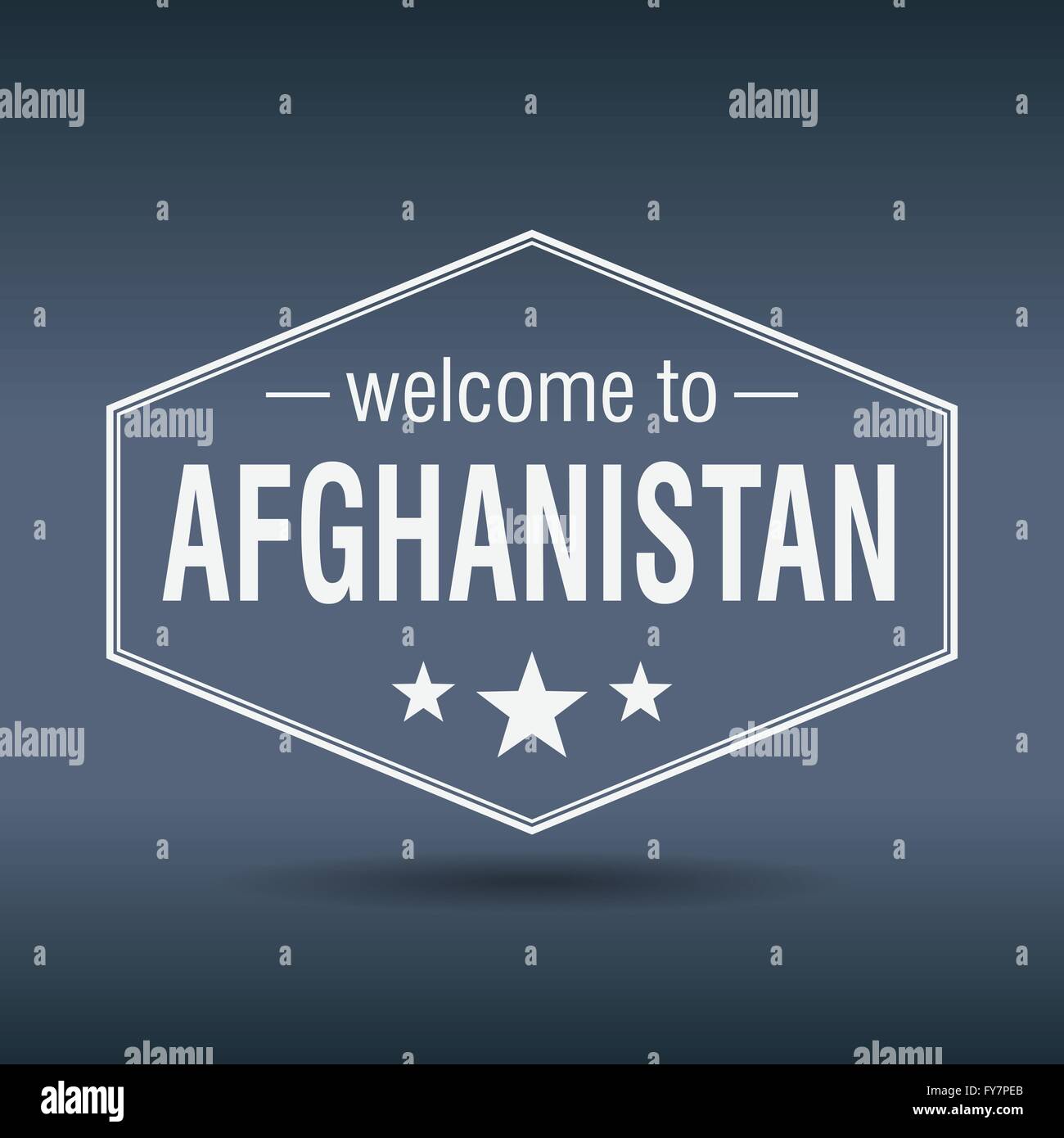 welcome to Afghanistan hexagonal white vintage label Stock Vector Image ...