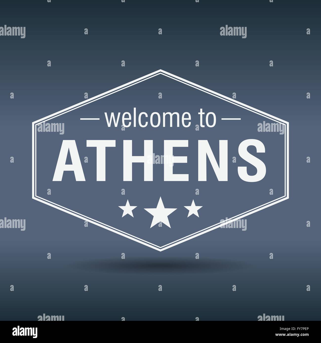 welcome to Athens hexagonal white vintage label Stock Vector Image ...