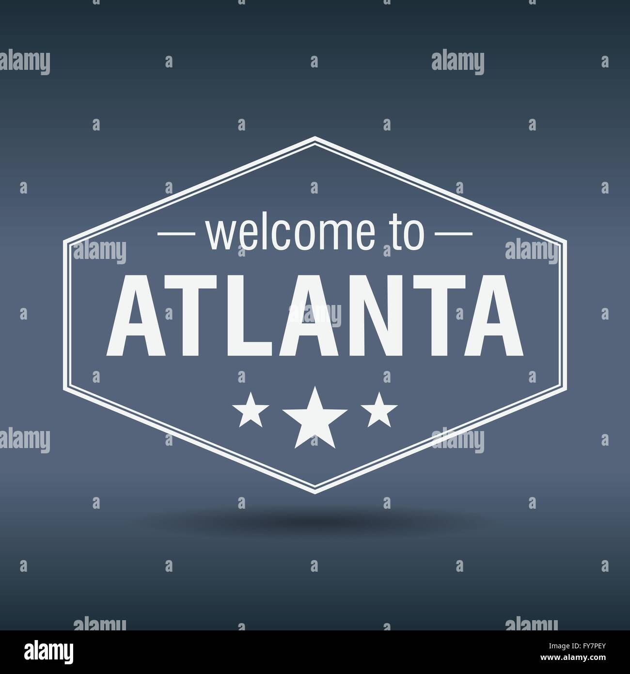 welcome to Atlanta hexagonal white vintage label Stock Vector Image ...