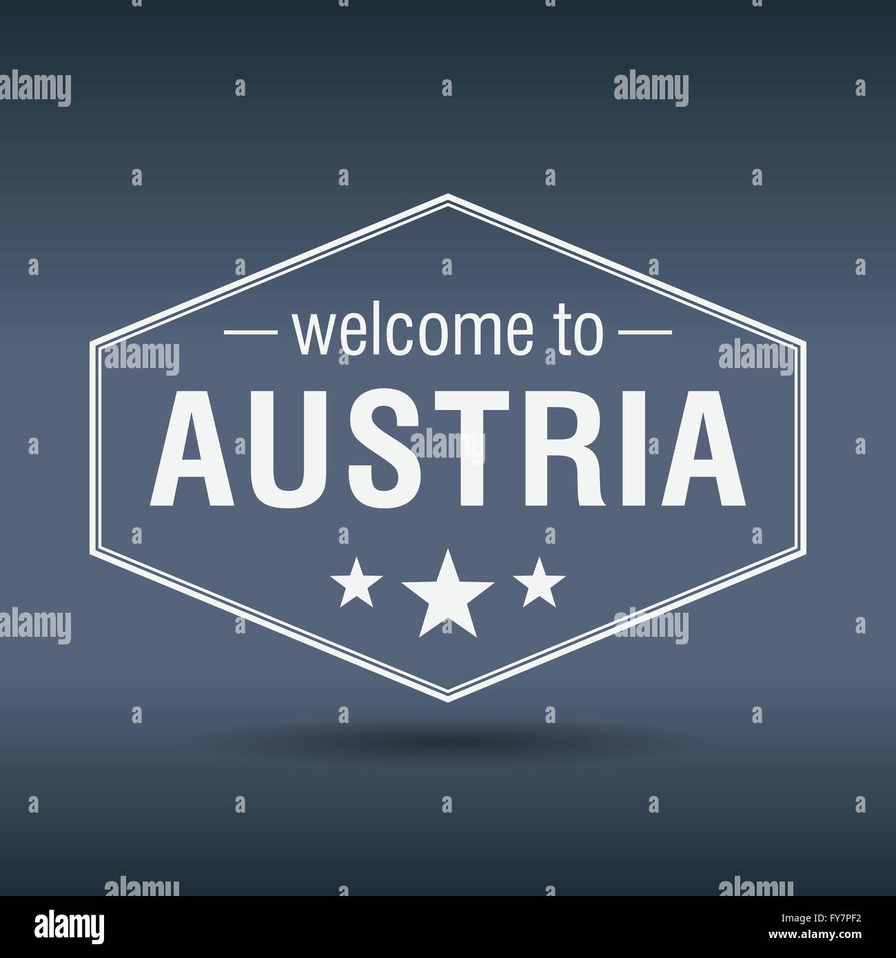 welcome to Austria hexagonal white vintage label Stock Vector Image ...