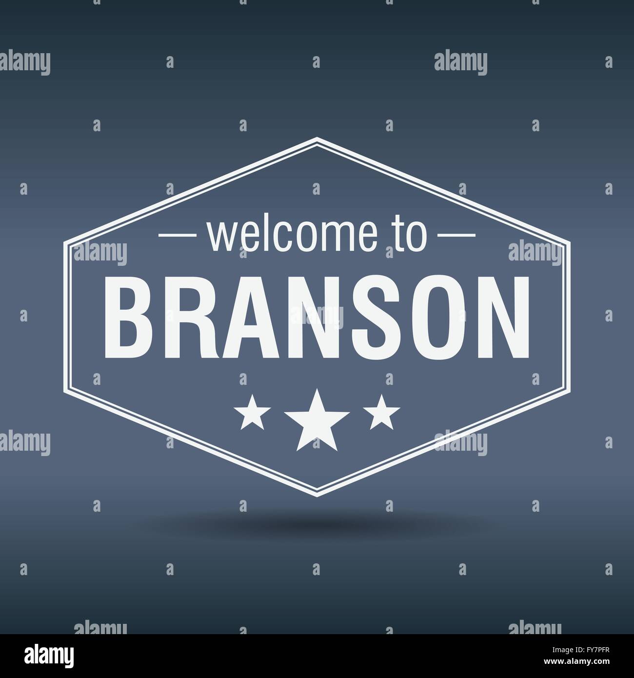 welcome to Branson hexagonal white vintage label Stock Vector Image ...