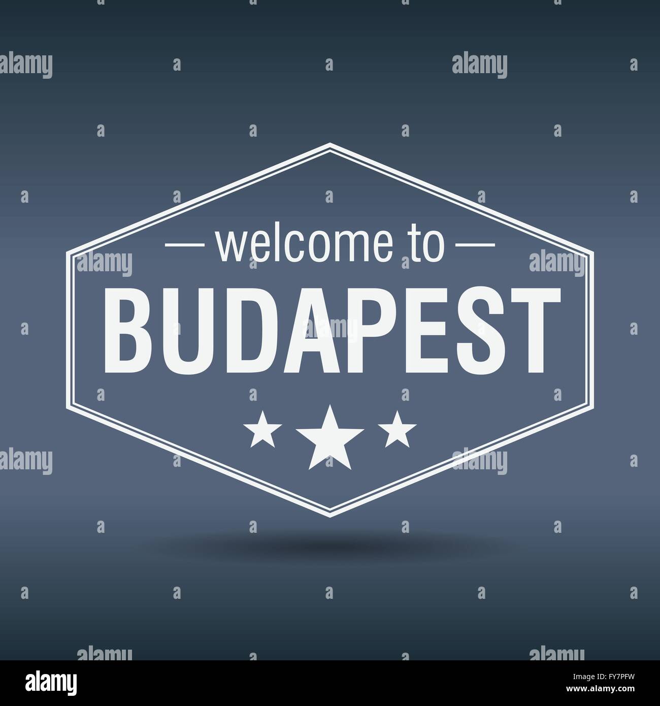 welcome to Budapest hexagonal white vintage label Stock Vector Image ...