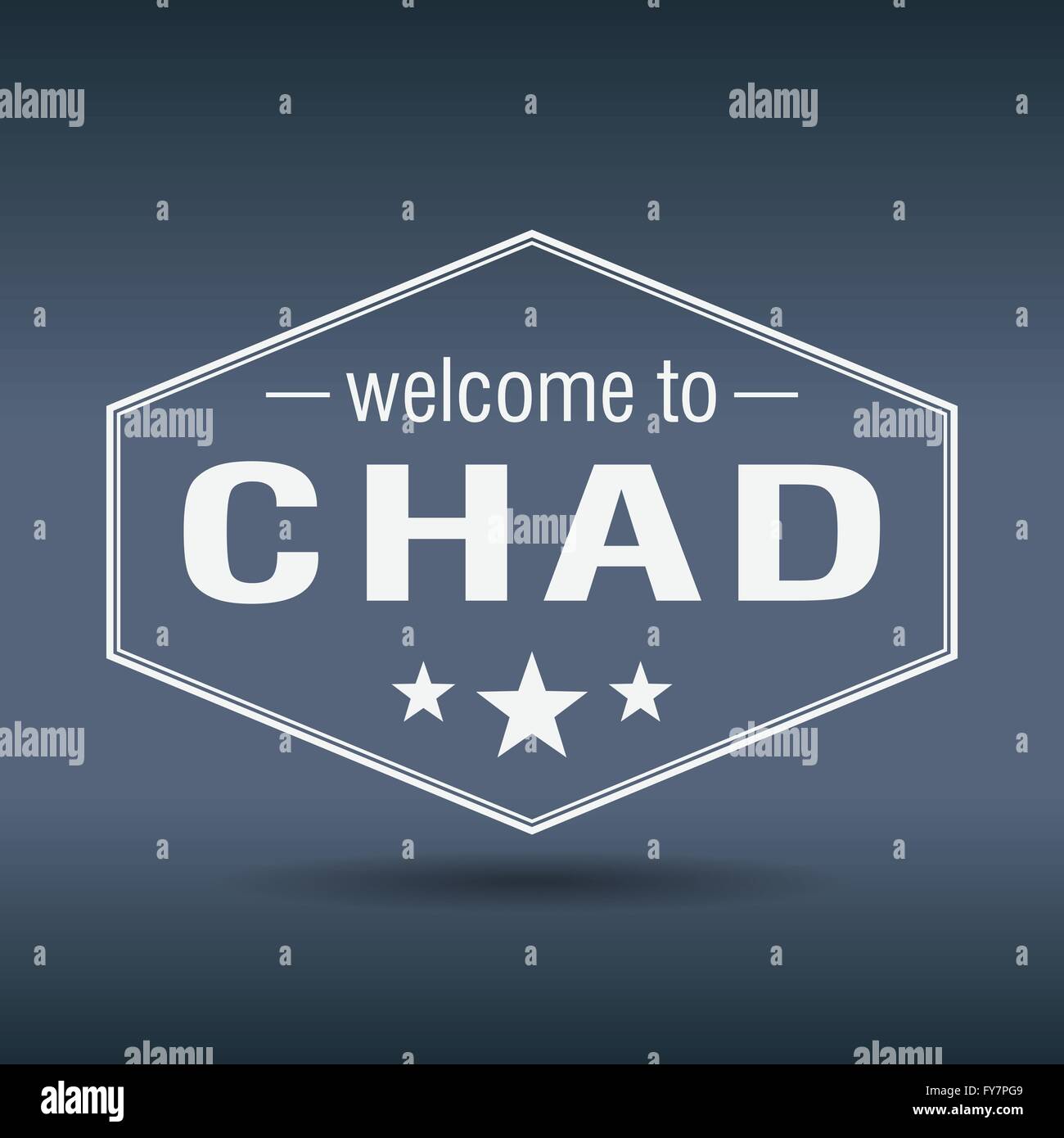 welcome to Chad hexagonal white vintage label Stock Vector Image & Art ...