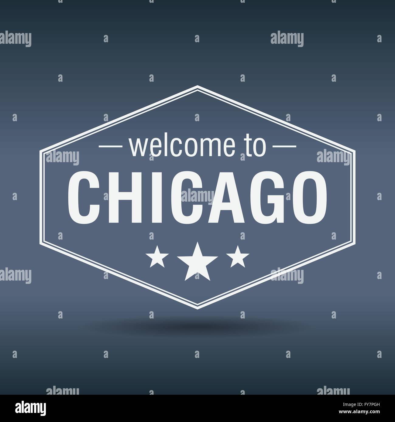 welcome to Chicago hexagonal white vintage label Stock Vector Image ...