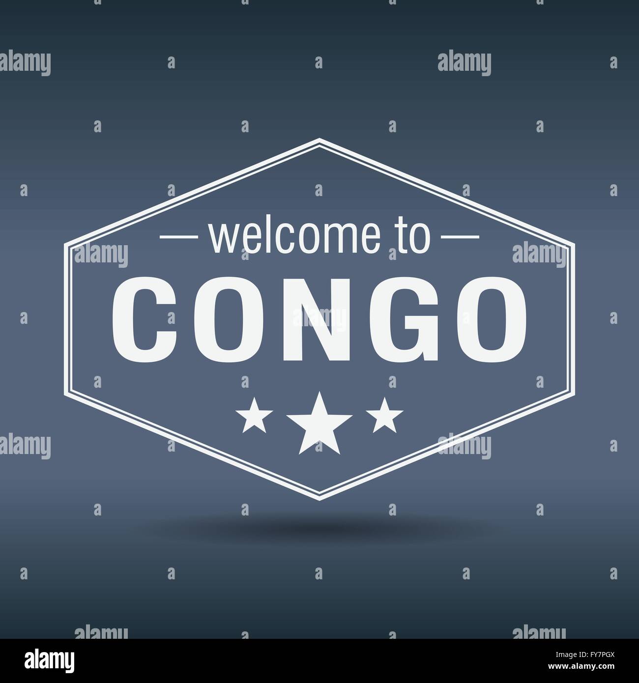 welcome to Congo hexagonal white vintage label Stock Vector Image & Art ...