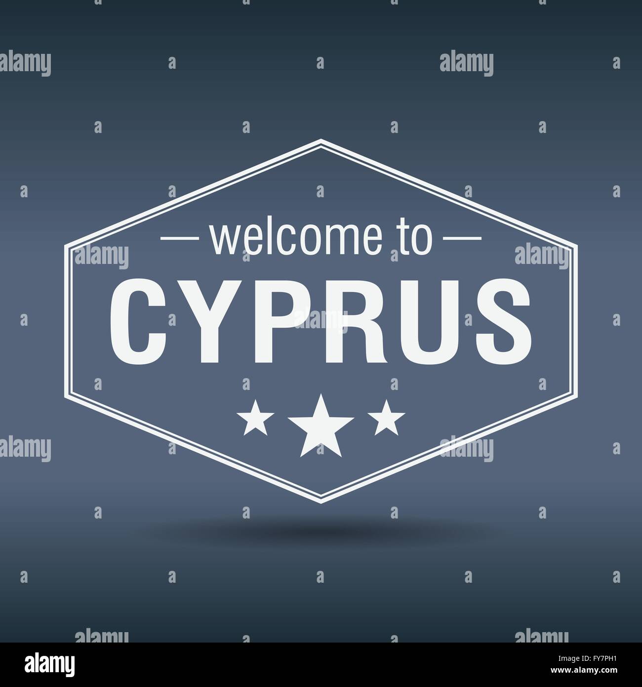 welcome to Cyprus hexagonal white vintage label Stock Vector Image ...