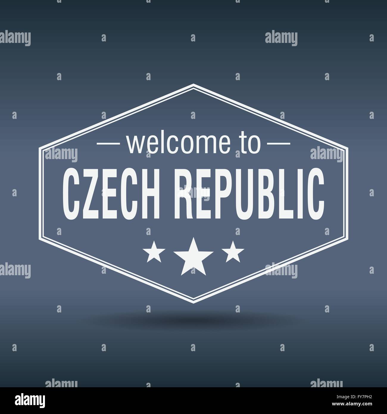 welcome to Czech Republic hexagonal white vintage label Stock Vector ...