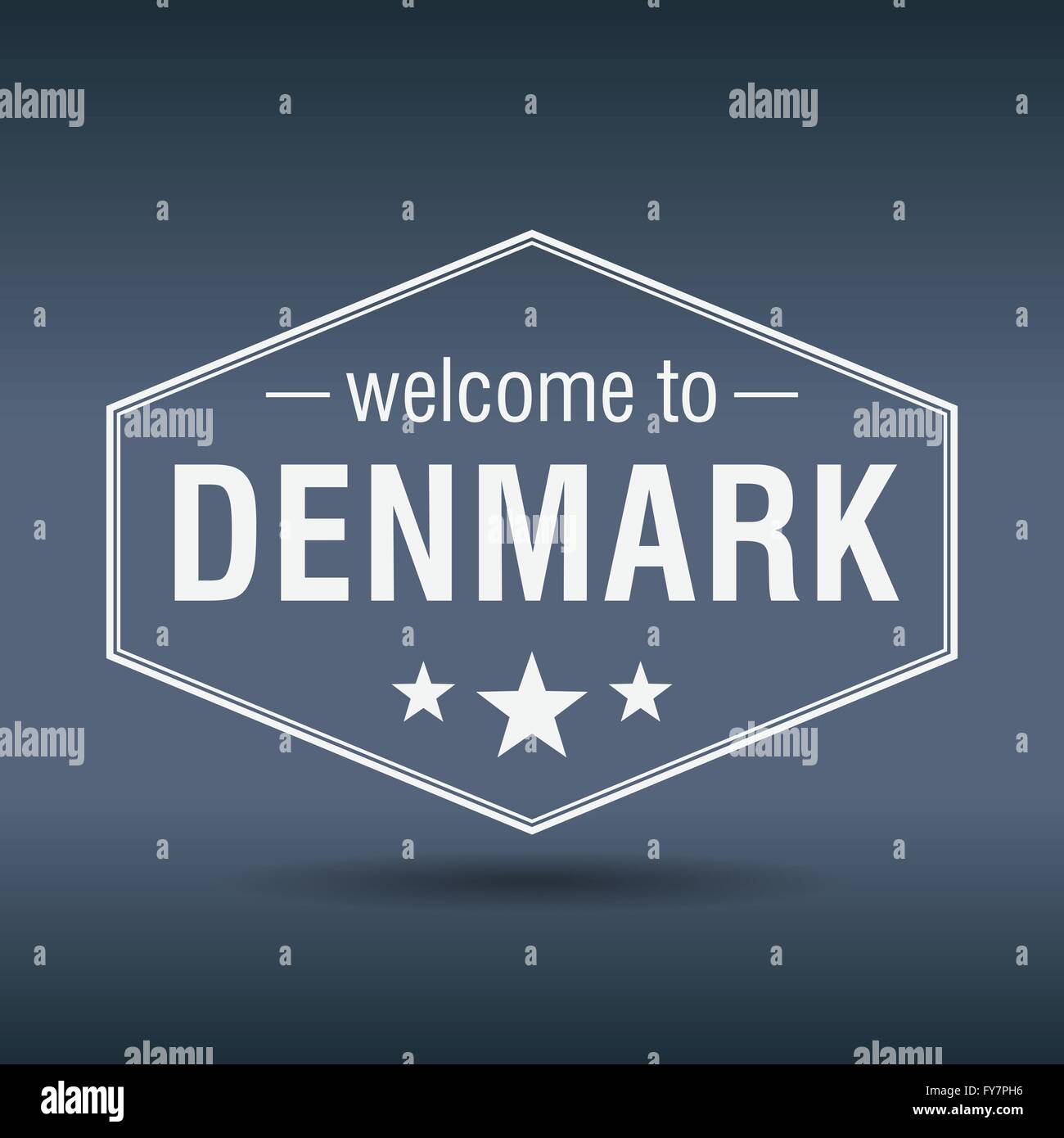 welcome to Denmark hexagonal white vintage label Stock Vector Image ...