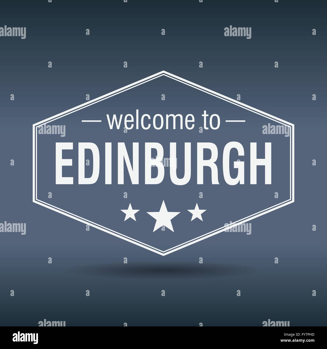 welcome to Edinburgh hexagonal white vintage label Stock Vector Image ...
