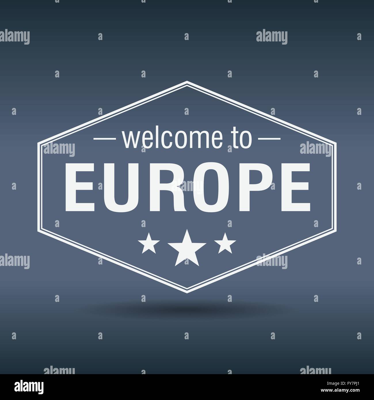 welcome to Europe hexagonal white vintage label Stock Vector Image ...