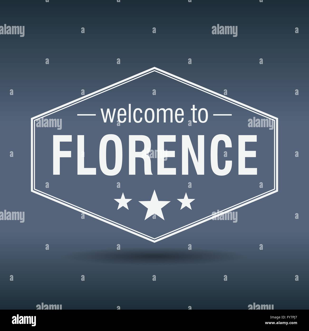 welcome to Florence hexagonal white vintage label Stock Vector Image ...