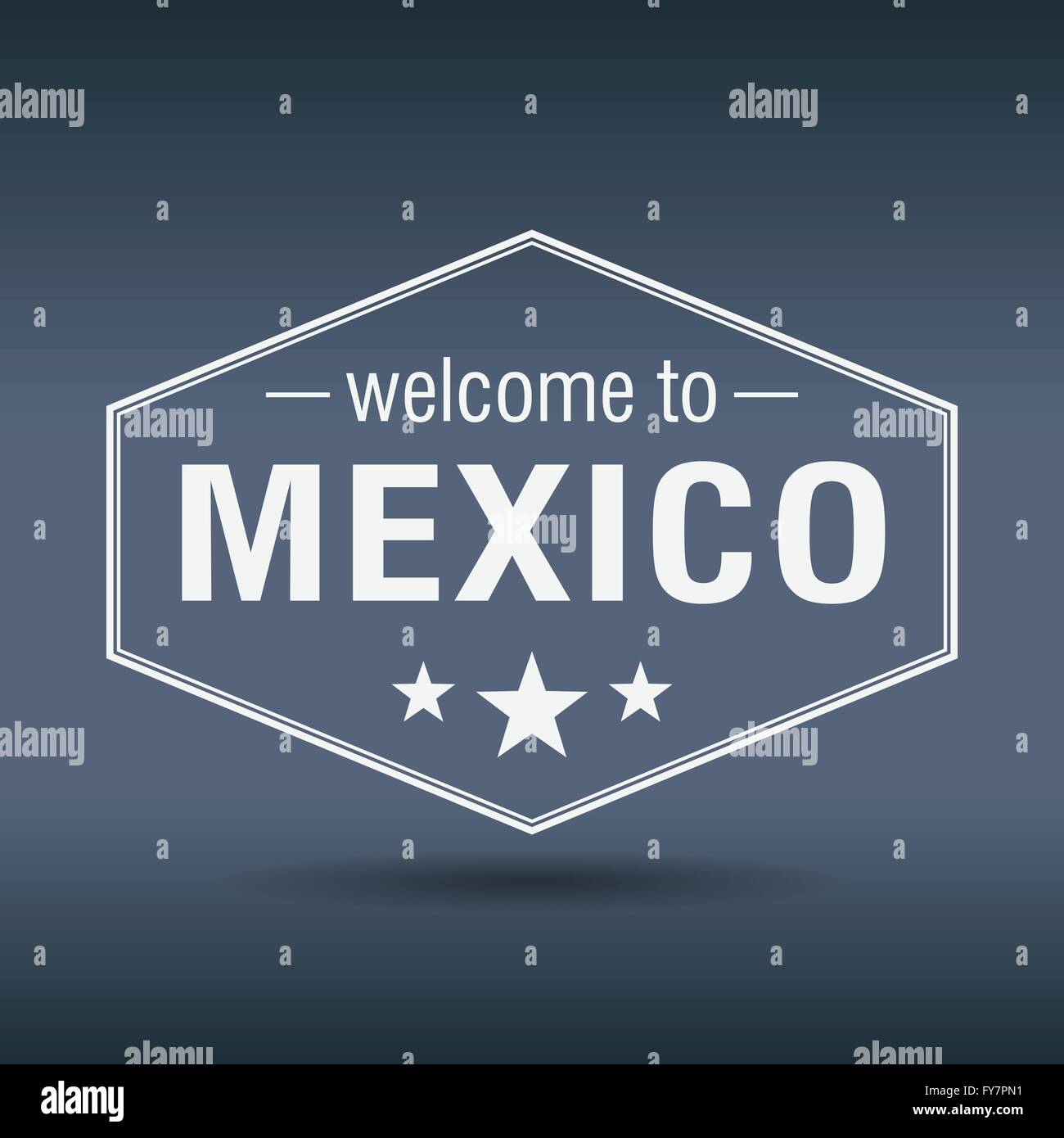 welcome to Mexico hexagonal white vintage label Stock Vector Image ...