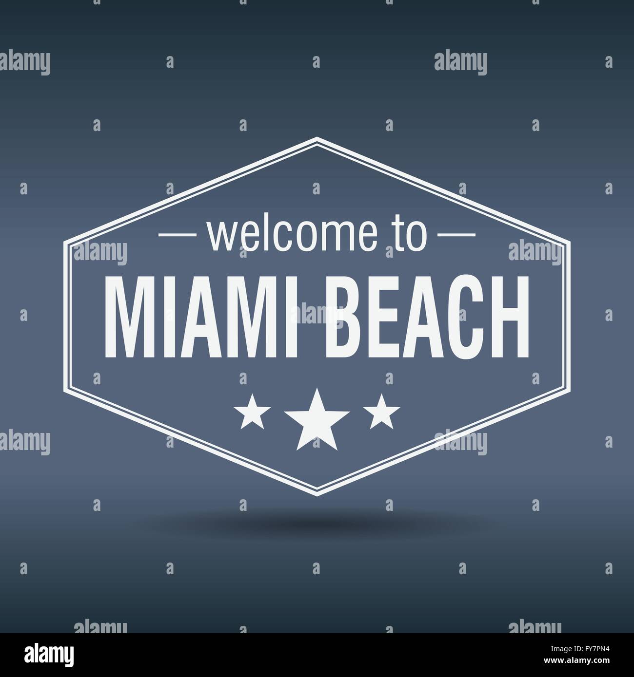 welcome to Miami Beach hexagonal white vintage label Stock Vector Image ...