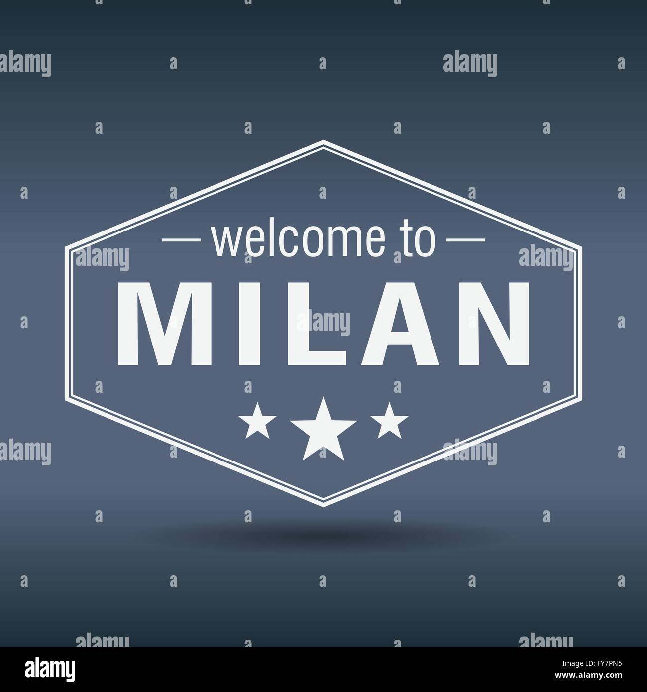 welcome to Milan hexagonal white vintage label Stock Vector Image & Art ...